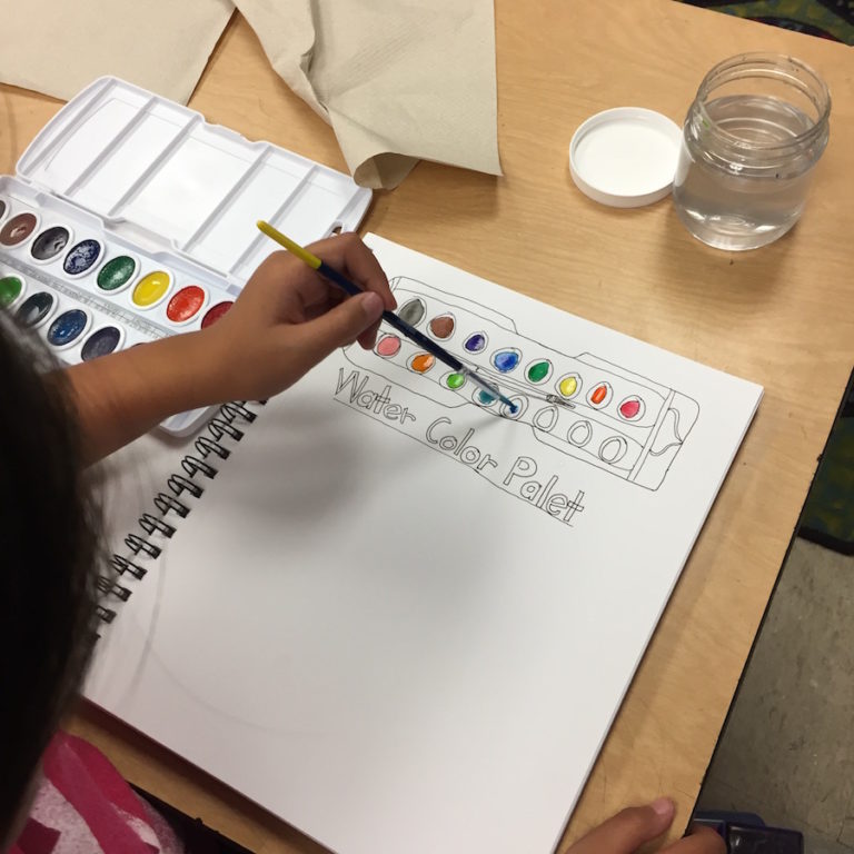 first day drawing & painting in our sketchbooks