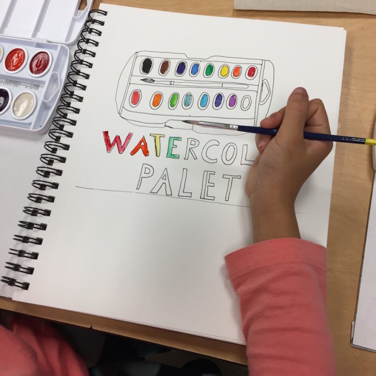 first day drawing & painting in our sketchbooks