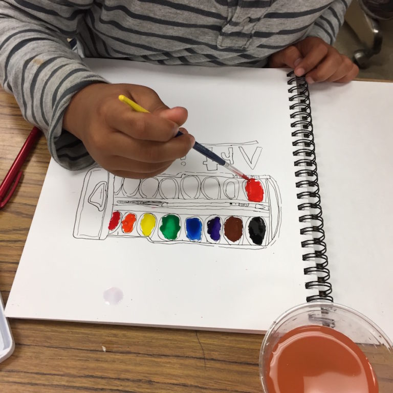 first day drawing & painting in our sketchbooks